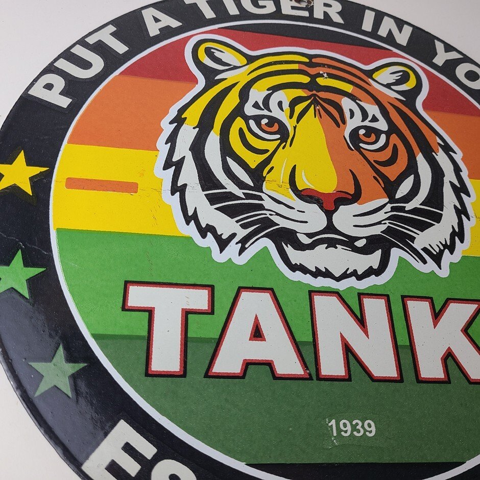 Vintage Esso Gasoline Sign – Tiger Gas Service Station Tank Porcelain ...