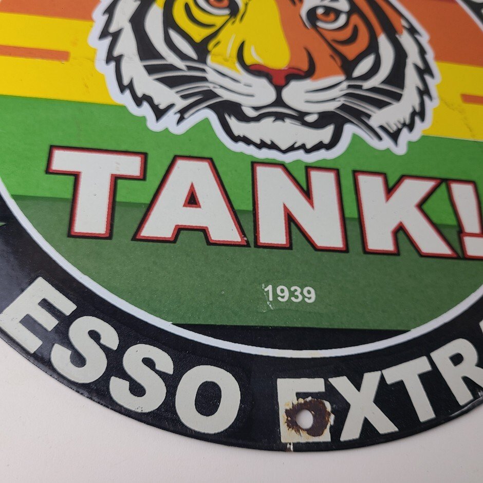 Vintage Esso Gasoline Sign – Tiger Gas Service Station Tank Porcelain ...