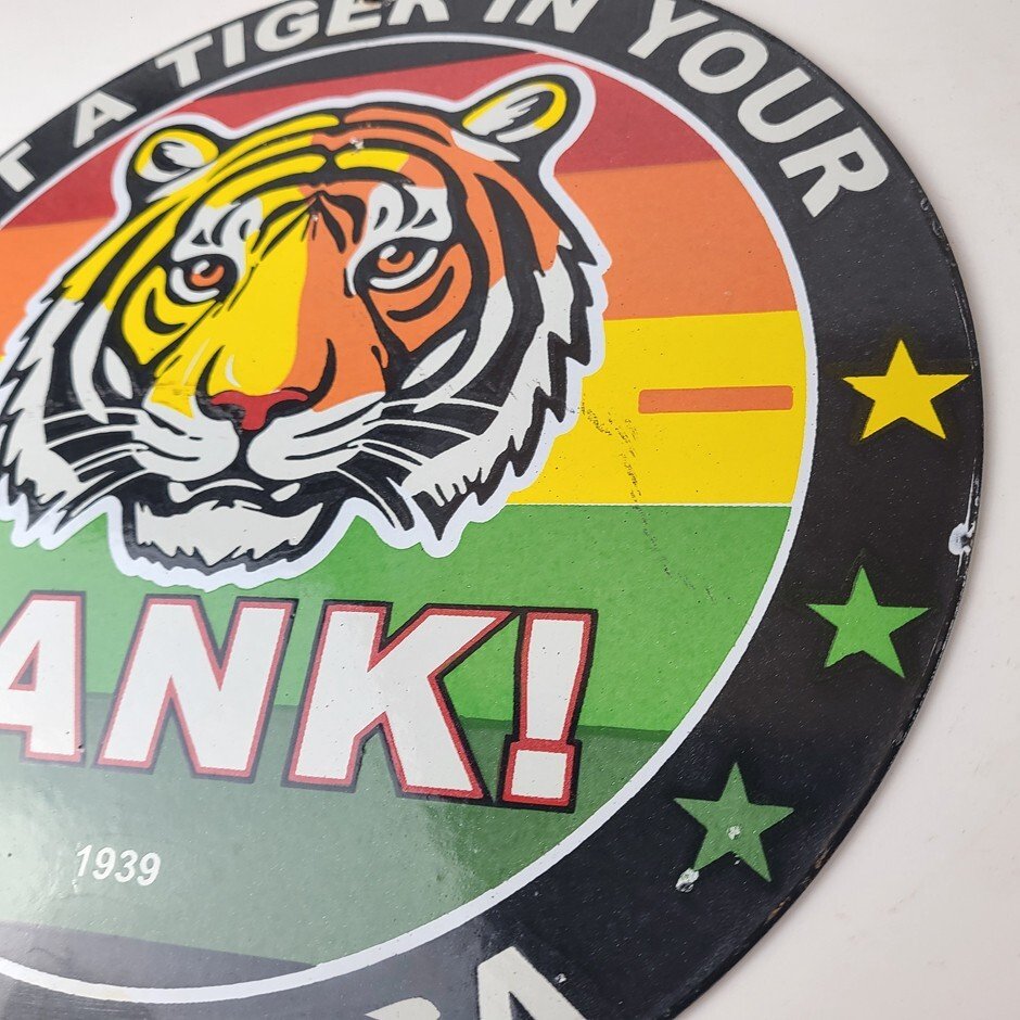 Vintage Esso Gasoline Sign – Tiger Gas Service Station Tank Porcelain ...