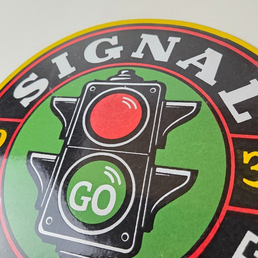 Vintage Signal Gasoline Porcelain Sign – Traffic Light Go Logo Sign ...
