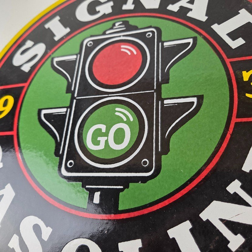 Vintage Signal Gasoline Porcelain Sign – Traffic Light Go Logo Sign ...