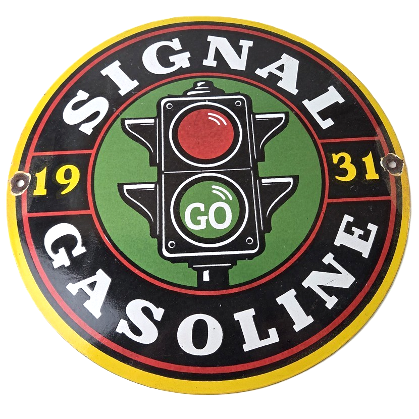 Vintage Signal Gasoline Porcelain Sign – Traffic Light Go Logo Sign ...