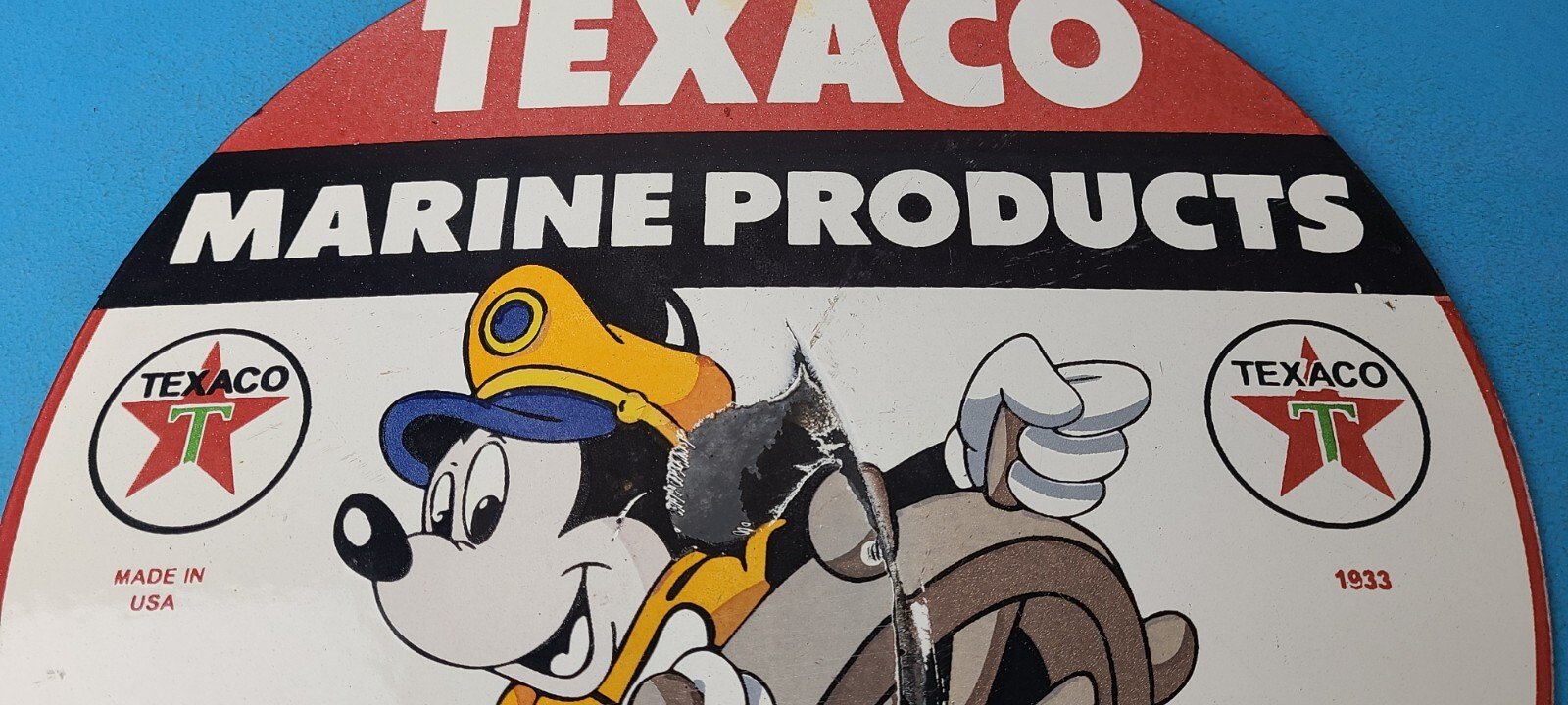 Vintage Texaco Sign – Gas Marine Products Porcelain Mickey Mouse Sign ...