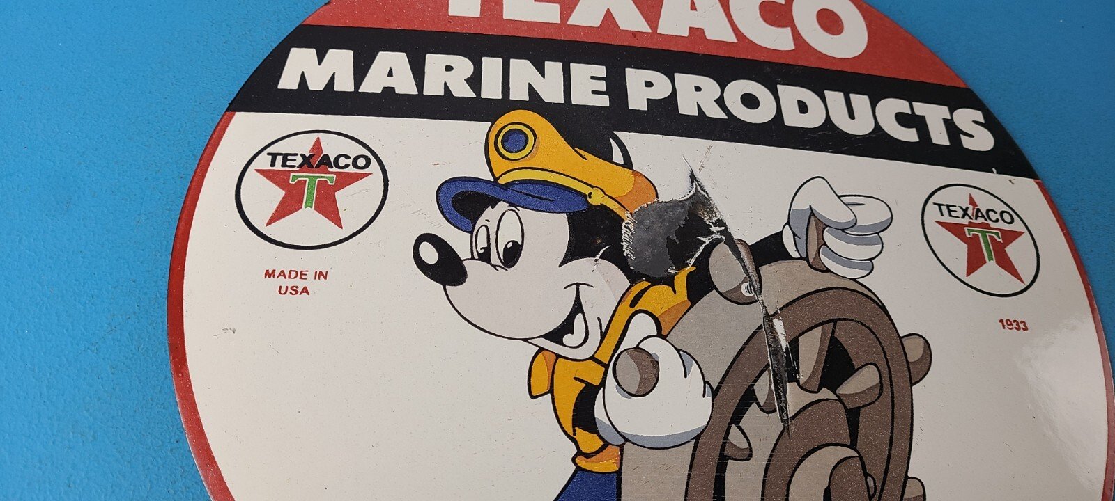 Vintage Texaco Sign – Gas Marine Products Porcelain Mickey Mouse Sign ...