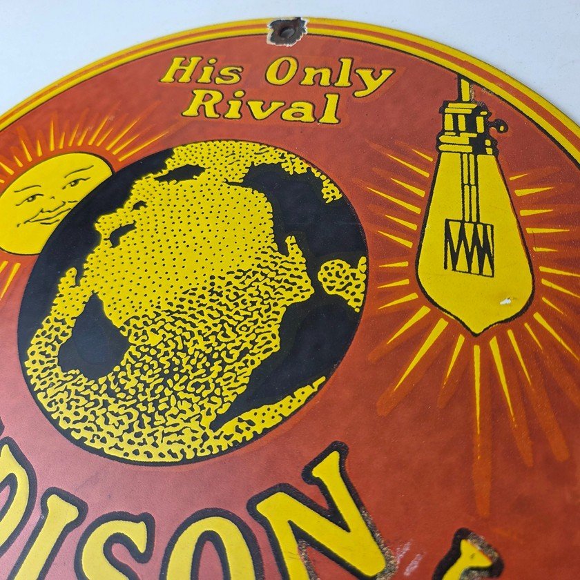 Vintage Edison Mazda Lamps Sign – Light Bulb Lamps Porcelain Gas Pump ...