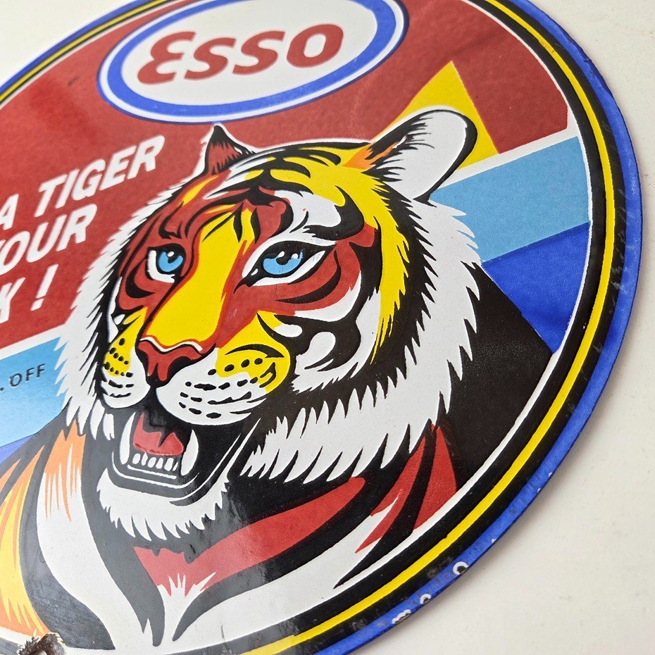 Vintage Esso Gasoline Gas Service Station Automobilia Sign