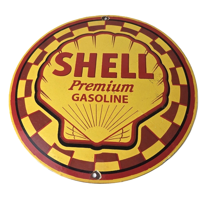 Vintage Shell Gasoline Sign – Gas Pump PorcelainPremium Motor Oil Sign ...