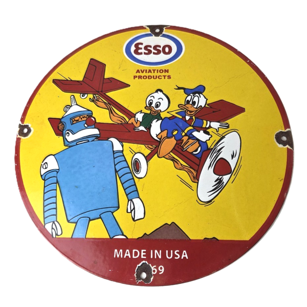 Vintage Esso Gasoline Service Station Porcelain Sign