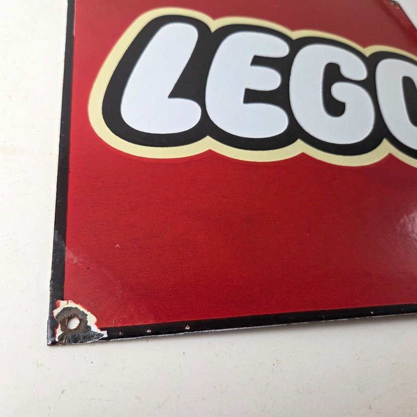 Vintage LEGO Logo Sign – Square Red Porcelain Enamel Advertising Sign ...