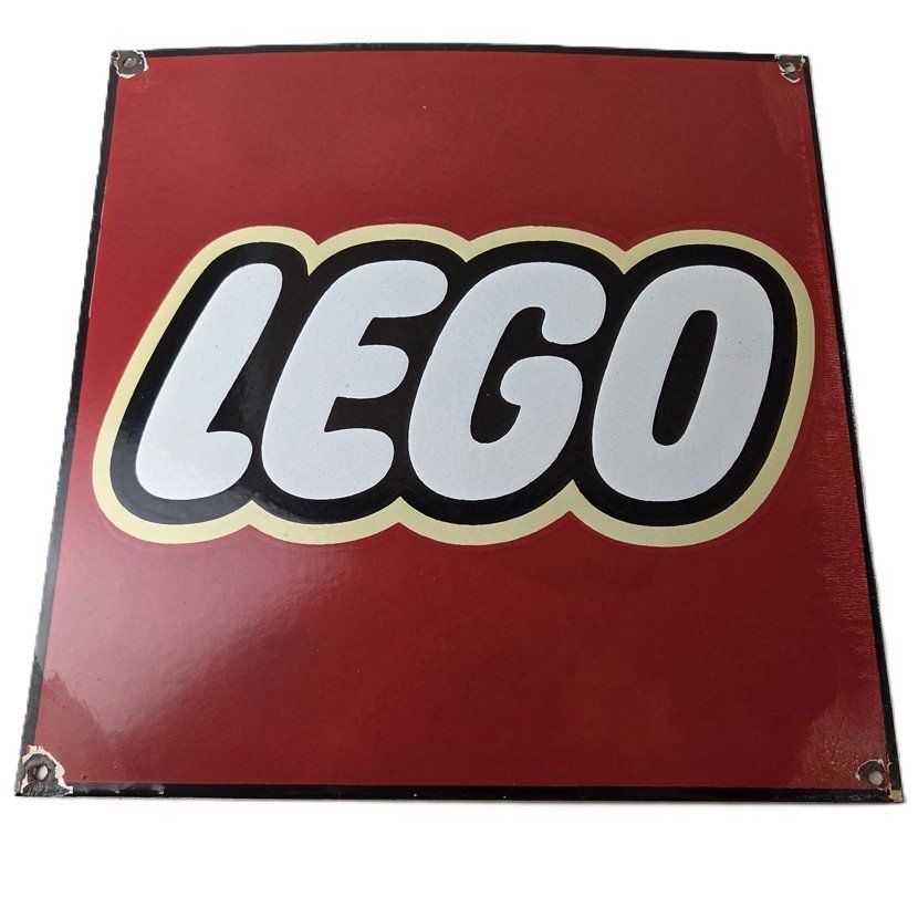 Vintage LEGO Logo Sign – Square Red Porcelain Enamel Advertising Sign ...